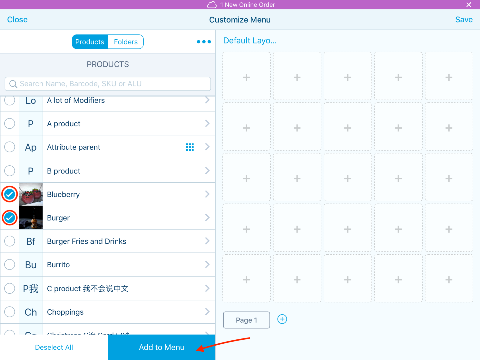 Creating a Menu Layout