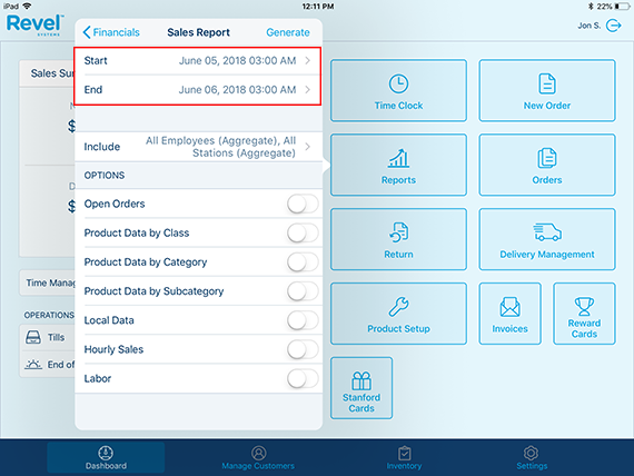 Viewing Reports on the Point of Sale