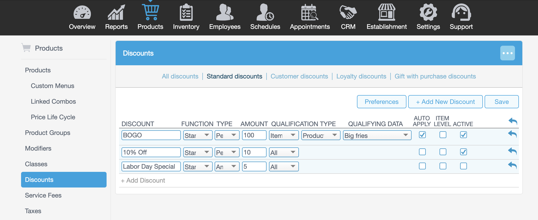 Setting Up Discounts